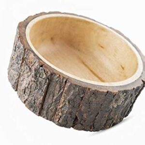 GoCraft Wood Potpourri Bowl with Tree Bark, Small, 6" Diameter x 3" Height, Wooden Decorative Bowl