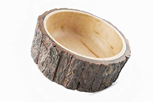 GoCraft Wood Potpourri Bowl with Tree Bark, Small, 6" Diameter x 3" Height, Wooden Decorative Bowl