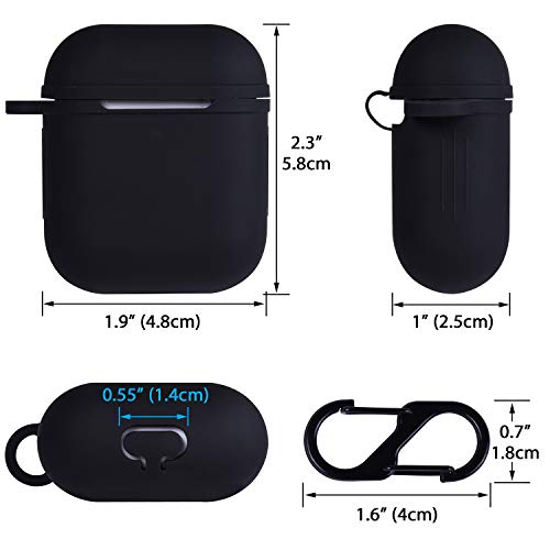 Wisdompro Case for Airpods, 2 Pack Heavy Duty Silicone Shockproof Protective Case Inside Cover with Keychain for Apple AirPods 2 and AirPods 1 (Front LED Visible) - Black and Navy Blue