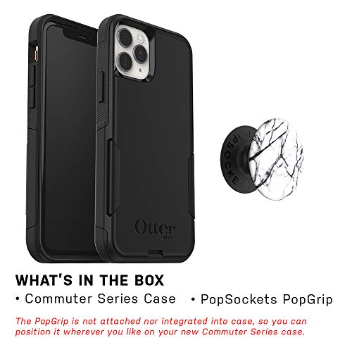 OtterBox Bundle: COMMUTER SERIES Case for iPhone 11 Pro - (BLACK) + PopSockets PopGrip - (WHITE MARBLE)