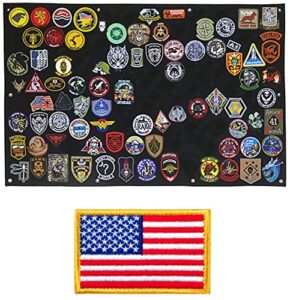 tactical patch display panel holder board for military army combat morale uniform hook and loop emblems, 43 inches x 27.5 inches (large), with 1 flag patch included