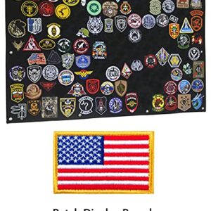 Tactical Patch Display Panel Holder Board for Military Army Combat Morale Uniform Hook and Loop Emblems, 43 Inches x 27.5 Inches (Large), with 1 Flag Patch Included