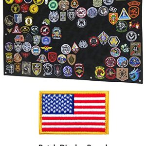 Tactical Patch Display Panel Holder Board for Military Army Combat Morale Uniform Hook and Loop Emblems, 43 Inches x 27.5 Inches (Large), with 1 Flag Patch Included