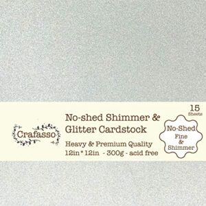 crafasso no-shed shimmer glitter cardstock, 12" x 12" 300gms, 15 sheets, silver