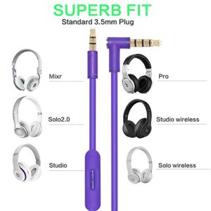 Replacement Inline Remote Mic Extension Audio Cable Cord for Monster Beats by Dr Dre Solo Solo HD Studio Wireless Pro Detox Mixr Executive Pill Headphones (Purple)