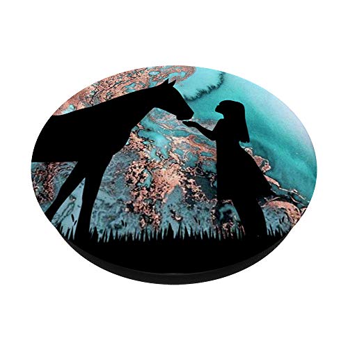 Horse Girl - Teal Rose Watercolor PopSockets Swappable PopGrip