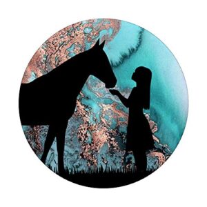 Horse Girl - Teal Rose Watercolor PopSockets Swappable PopGrip