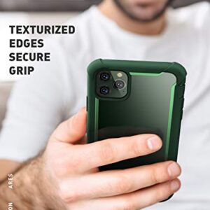 i-Blason Ares Case for iPhone 11 Pro Max 2019 Release, Dual Layer Rugged Clear Bumper Case with Built-in Screen Protector (Green)