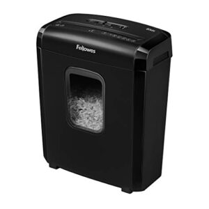 fellowes 6m5 6-sheet powershred micro-cut deskside paper shredder, black, 3. 5 gallon