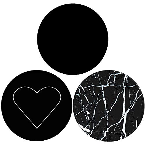 Mural Wall Art Cell Phones and Tablets Stand (3 Pack) - Black White Heart Marble