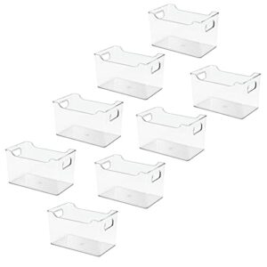 mDesign Deep Plastic Office Storage Bins with Handles for Organization in Filing Cabinet, Closet, or Desk Drawers, Organizer for Notes, Pens, Pencils, and Staples - Ligne Collection - 8 Pack - Clear