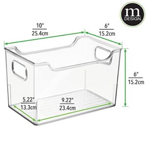 mDesign Deep Plastic Office Storage Bins with Handles for Organization in Filing Cabinet, Closet, or Desk Drawers, Organizer for Notes, Pens, Pencils, and Staples - Ligne Collection - 8 Pack - Clear