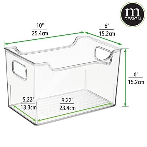 mDesign Deep Plastic Office Storage Bins with Handles for Organization in Filing Cabinet, Closet, or Desk Drawers, Organizer for Notes, Pens, Pencils, and Staples - Ligne Collection - 8 Pack - Clear