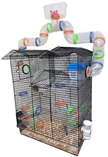 Large Clear Transparent Habitat Dwarf Syrian Hamster Rodent Gerbil Mouse Mice Critter Cage with Top Play Zone