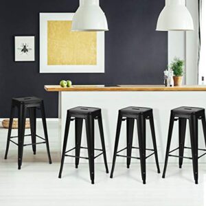 COSTWAY Metal Bar stools Set of 4, with Removable Back, 30'' Bar Height Stools with Rubber Feet, Stylish and Modern Chairs, for Kitchen, Dining Rooms, and Side Bar (Black-Update, 30'')