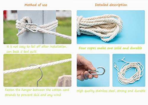 Clothesline Clothes Drying Rope Portable Travel Clothesline Adjustable for Indoor Outdoor Laundry Clothesline, Perfect Windproof Clothes Line, Hanger for Camping Travel & Home Use