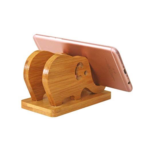 Cell Phone Stand, Phone Dock : Cradle, Holder, Compatible with Switch, All Android Smartphone, Phone 11 Pro Xs Max Xr X 8 7 6 6s Plus 5 5s 5c, Bamboo Desk Organizer Accessories (Elephant Phone Stand)