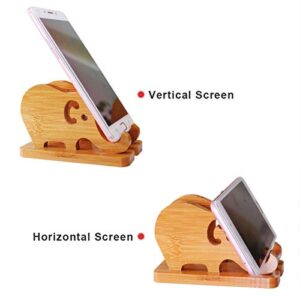 Cell Phone Stand, Phone Dock : Cradle, Holder, Compatible with Switch, All Android Smartphone, Phone 11 Pro Xs Max Xr X 8 7 6 6s Plus 5 5s 5c, Bamboo Desk Organizer Accessories (Elephant Phone Stand)