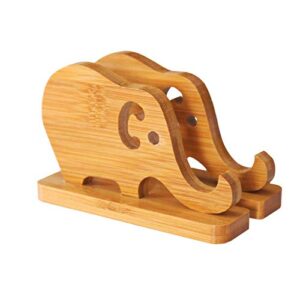 Cell Phone Stand, Phone Dock : Cradle, Holder, Compatible with Switch, All Android Smartphone, Phone 11 Pro Xs Max Xr X 8 7 6 6s Plus 5 5s 5c, Bamboo Desk Organizer Accessories (Elephant Phone Stand)