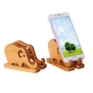 Cell Phone Stand, Phone Dock : Cradle, Holder, Compatible with Switch, All Android Smartphone, Phone 11 Pro Xs Max Xr X 8 7 6 6s Plus 5 5s 5c, Bamboo Desk Organizer Accessories (Elephant Phone Stand)