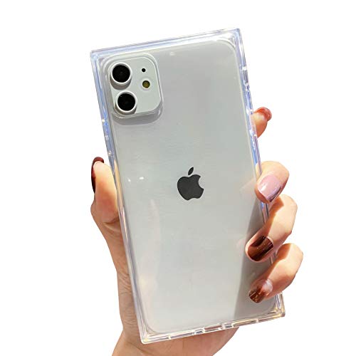 Tzomsze iPhone 11 Clear Case, Square iPhone 11 Cases Reinforced Corners TPU Cushion,Crystal Clear Slim Cover Shock Absorption TPU Silicone Shell for iPhone 11 6.1 inch (2019)-Clear