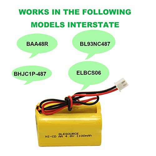 GLESOURCE (2 Pack) 4.8v 1100mAh Compatible for MAG93NC487 BL93NC487 Lithonia ELB B006 Lithonia ELBB006 ELBCS06 ELB-CS06 Emergency/Exit Light Sign