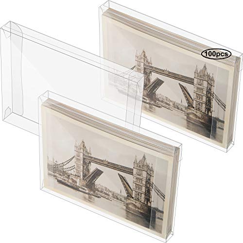 100 Packs Clear Plastic Crystal Boxes Transparent Greeting Card Photo Storage Cases Soft Fold Design Protects Letters Photos