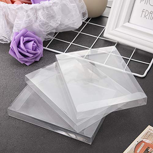 100 Packs Clear Plastic Crystal Boxes Transparent Greeting Card Photo Storage Cases Soft Fold Design Protects Letters Photos