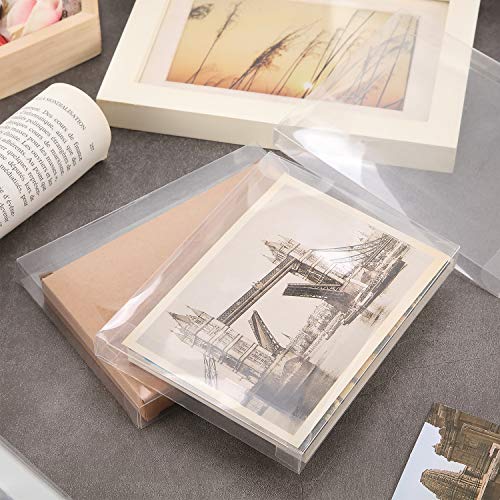 100 Packs Clear Plastic Crystal Boxes Transparent Greeting Card Photo Storage Cases Soft Fold Design Protects Letters Photos