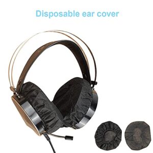 Tvoip 100Pcs Black Non-Woven Sanitary Headphone Ear Cover, Disposable Super Stretch Covers Washable, for Most On Ear Headphones Earpads (6.5 cm/ 2.6 Inch)