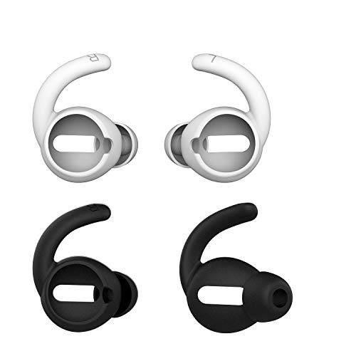 Anti-Slip Earhooks Soft Silicone Skin Compatible with Apple Headphone 2 & 1 Lightweight Sound Quality Enhancement for Headphones Outdoor Activities in-Ear EarHook 2 Pairs White & Black