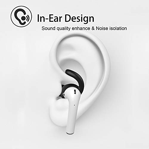 Anti-Slip Earhooks Soft Silicone Skin Compatible with Apple Headphone 2 & 1 Lightweight Sound Quality Enhancement for Headphones Outdoor Activities in-Ear EarHook 2 Pairs White & Black