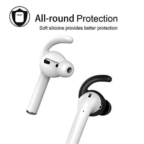 Anti-Slip Earhooks Soft Silicone Skin Compatible with Apple Headphone 2 & 1 Lightweight Sound Quality Enhancement for Headphones Outdoor Activities in-Ear EarHook 2 Pairs White & Black