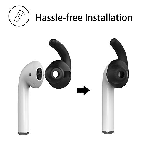 Anti-Slip Earhooks Soft Silicone Skin Compatible with Apple Headphone 2 & 1 Lightweight Sound Quality Enhancement for Headphones Outdoor Activities in-Ear EarHook 2 Pairs White & Black