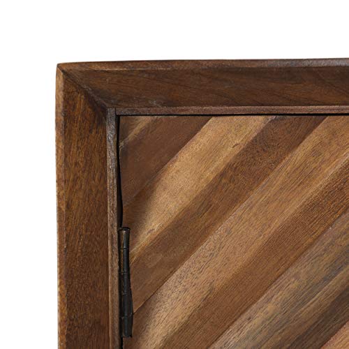 Great Deal Furniture Charlotte Mid-Century Modern Handcrafted Mango Wood Sideboard, Dark Brown