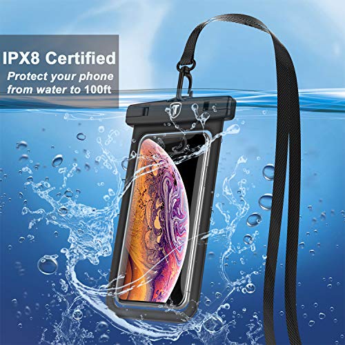 Takfox [Floating] Waterproof Phone Pouch for Samsung Galaxy S23 Ultra S22 Plus S21+ S20 Note 20 Ultra 10 A14 A03S A13 A23 A51 A71 A32 A53 5G iPhone 14 13 12 Pro Max XS XR Cell Phone Dry Bag Case-Black