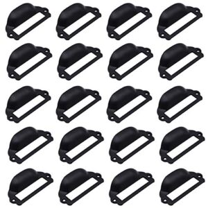 lepohome 20 pieces 82x40mm black card holder drawer pull/label frames card/tag pull/cabinet frame handle/file name card holder for office furniture cupboard cabinet drawer box case hardware