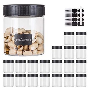 8oz plastic jars with lids, accguan airtight container for food storage, clear plastic jars ideal for dry food, peanut butter, honey and jam storage, set of 20