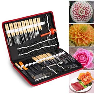 yosoo 80pcs/set culinary carving tool kit,chrome steel culinary carving peeling tools kit,for fruit vegetable garnishing carving slicing including carry bag halloween pumpkin carving kit