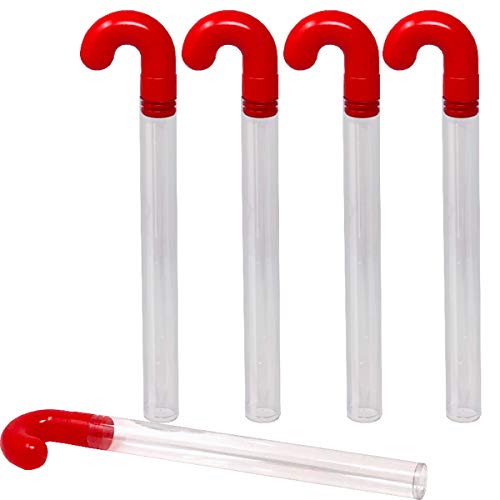 Prestige Import Group - Empty Clear Plastic Holiday Candy Cane Tubes with Red Topper - 1 x 10 inch - 10 Pack