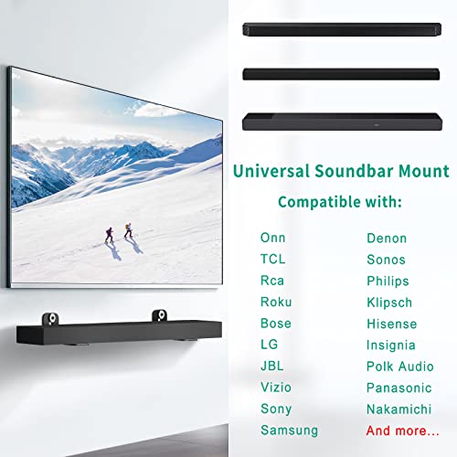 notiela Universal Soundbar Wall Mount Bracket Floating Wall Shelf for Samsung, Sony, LG, Nakamichi, Polk Audio, Vizio, Roku, Onn Soundbar Mount Mounting Bracket Sound Bar Mount Under TV