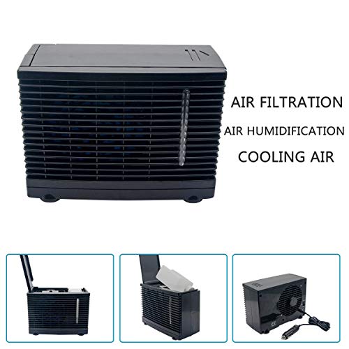 MASO 12V Mini Air Conditioner Home Car Cooler Cooling Water Evaporative Fan whith Evaporative Portable