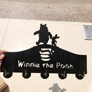 YSdesign Winnie The Pooh Key Hooks-Disney Wall Hooks Heavy Duty 22LB(Max),Wall Décor,Wood Coat Hooks, Key Holder,Key Hanger for Wall、Entryway and Kitchen