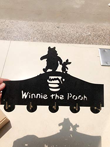 YSdesign Winnie The Pooh Key Hooks-Disney Wall Hooks Heavy Duty 22LB(Max),Wall Décor,Wood Coat Hooks, Key Holder,Key Hanger for Wall、Entryway and Kitchen