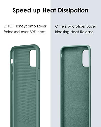 DTTO Compatible with iPhone 11 Pro Case, [Romance Series] Full Covered Silicone Cover [Enhanced Camera and Screen Protection] with Honeycomb Grid Cushion for iPhone 11 Pro 5.8" 2019,Midnight Green