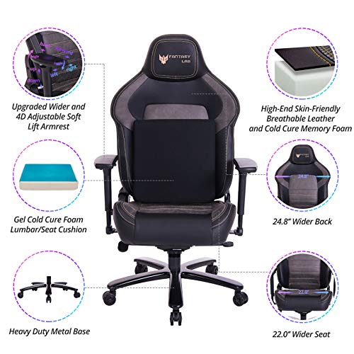 VON RACER Big and Tall Gaming Chair 440lb Gamer Chair with Gel Cold Cure Foam Lumbar Big and Tall Office Chair 4d Adjustable Arms Heavy Duty Metal Base Computer Chair for Gamers Office Workers