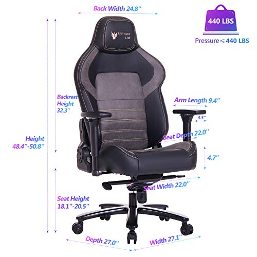 VON RACER Big and Tall Gaming Chair 440lb Gamer Chair with Gel Cold Cure Foam Lumbar Big and Tall Office Chair 4d Adjustable Arms Heavy Duty Metal Base Computer Chair for Gamers Office Workers