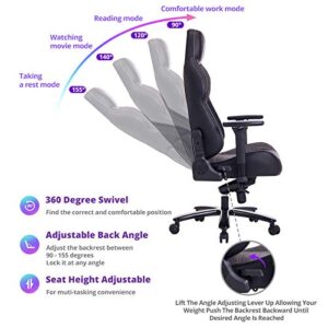 VON RACER Big and Tall Gaming Chair 440lb Gamer Chair with Gel Cold Cure Foam Lumbar Big and Tall Office Chair 4d Adjustable Arms Heavy Duty Metal Base Computer Chair for Gamers Office Workers