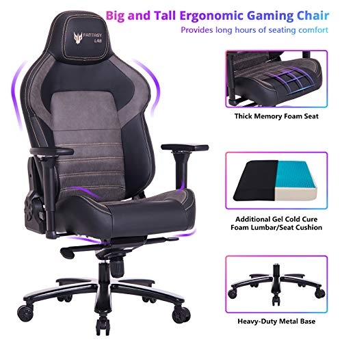 VON RACER Big and Tall Gaming Chair 440lb Gamer Chair with Gel Cold Cure Foam Lumbar Big and Tall Office Chair 4d Adjustable Arms Heavy Duty Metal Base Computer Chair for Gamers Office Workers