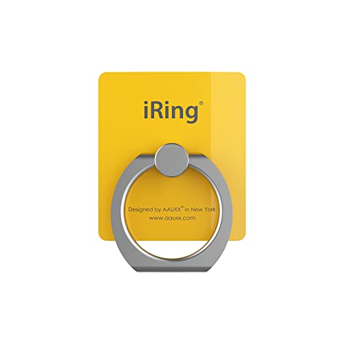 iRing Premium Oaks UMS-IR01HKYE Smartphone Grip Stand with Hanging Hook, Yellow, for Smartphones and Tablets